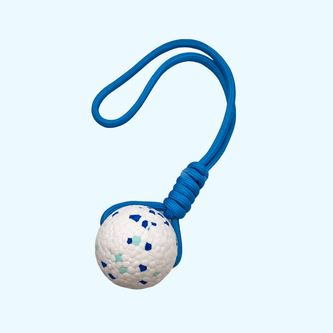 Durable rope ball, ball on a rope, tough dog ball on rope, non-toxic ...